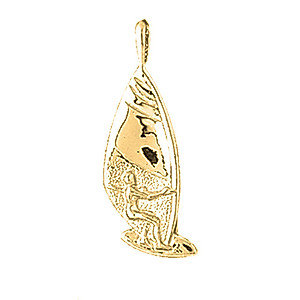 Jewels Obsession 18K Yellow Gold Wind Surfing Pendant, Made in USA
