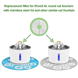 Wonder Creature Cat Water Filter, Cat Fountain Filter Replacement, 8 Round Carbon Filters and 4 Upgraded Sponge Foam Filter for Round Stainless Steel Top Cat Fountain