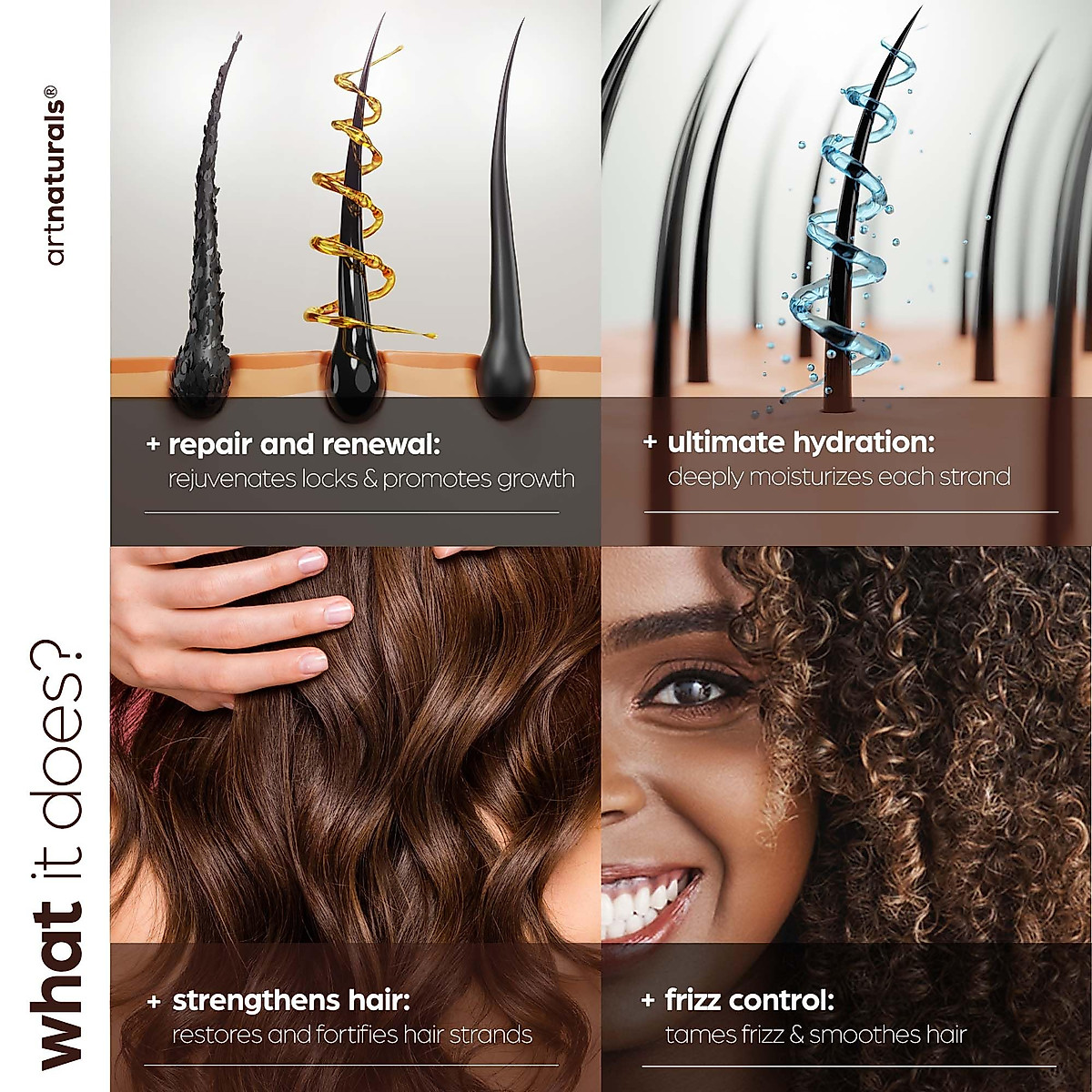 artnaturals Moroccan Argan Oil Hair Loss Shampoo & Conditioner Set - (2 x 16 Fl Oz / 473ml) - Sulfate Free Hair Regrowth for Men & Women