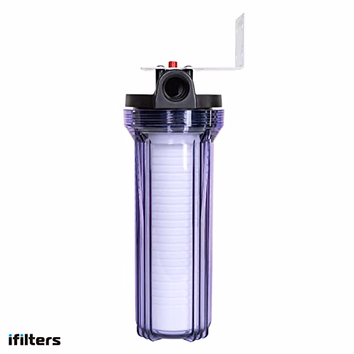 iFilters Whole House Sediment Filter System for Dirt, Sand, Silt, Rust and Scale - Clear Housing - 3/4" Ports - Pressure Relief Button