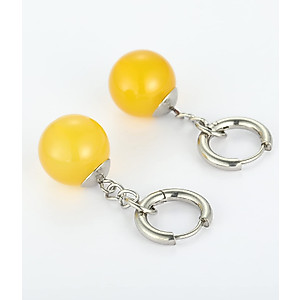 TOKYO HARVEST Natural Gemstone Agate and Stainless Steel Earrings Hypoallergenic & Nickel Free Jewelry (Yellow)