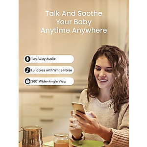 Simshine Baby Monitor - Wi-Fi HD Video Camera, 2K Smart Baby Camera Monitor with 360° Rotation, Crying Detection and Sleep Analytics Two-Way Audio Compatible with iOS & Android