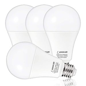LOHAS A21 Bright LED Light Bulb, 150W-200W Equivalent LED Bulbs, 23 Watt Garage Light Bulbs, Daylight 5000K, 2500 Lumen High Watt Super Bright Porch Light Bulb, Non-Dimmable, for Home Lighting, 4 Pack