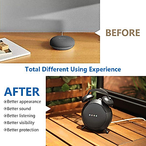 Google Home Mini Stand Holder, Retro Alarm Clock Stand Mount Base Protective Case Compatible with Google Home Mini and Nest Mini(Black)