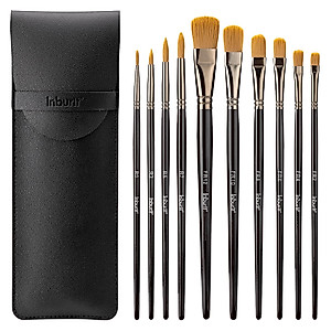 Artist Paint Brush Set of 10 for Acrylic, Watercolor, Gouache and Oil Painting, Professional Art Paint Brushes Kit for Canvas, Body Painting, Model, Rock, Craft and More