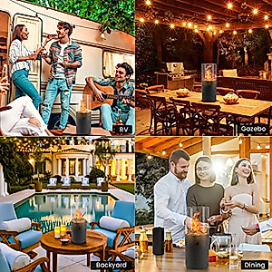 KOMAN Tabletop Fire Pit,Isobutane Gas Propane Portable Tabletop Fireplace,Outdoor Round Mini Fire Pit Bowl with Pebbles for Balcony Garden, Patio Heating, Bonfire and Picnic (Gas Not Included)