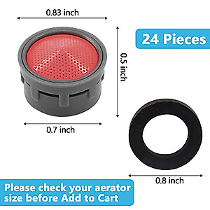 20 Pack Faucet Aerator, Faucet Flow Restrictor with Washers Replacement Parts Insert Sink Aerator for Bathroom or Kitchen, (Red, 2.2 GPM)
