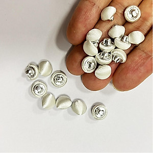TAIKMD 10mm Vintage Suits Tuxedo Buttons Satin Covered Metal Shank Buttons for Bridal Gowns Blouses Shirts 20Pack (White)