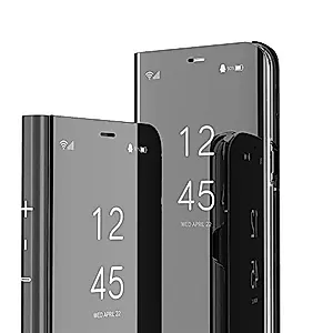 Asdsinfor Huawei P40 Lite Case Slim Stylish Luxury Make Up Mirror Case Multi-Function Flip with Stand Case Cover for Huawei P40 Lite/Nova 6 SE/Nova 7i Mirror PU Black QH