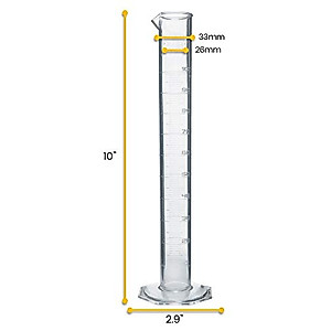 EISCO Graduated Cylinder, 100mL - Class B Tolerance - Octagonal Base - TPX Plastic - Industrial Quality, Autoclavable