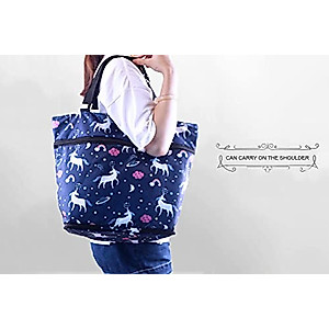 Upgrade Shopping Bag with Wheels Portable Trolley Bags Grocery Cart Hand Pulling Utility with Hand Straps Folding Shopping Cart- Larger Size & Waterproof & Strong(B0B8Y31PS5)