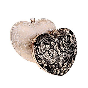 XJJZS Women Girls Velvet Heart Shape Tote Handbag Evening Party Clutch Purse Wedding Prom Chain Shoulder Bag (Color : A)