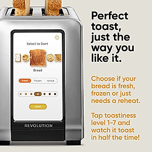 Revolution InstaGLO R180 (Original) Touchscreen Toaster. Faster, smarter & tastier thanks to InstaGLO heating tech. Featuring high-speed smart settings for perfectly toasted bagels, English muffins, toast, Pop-Tarts and waffles.