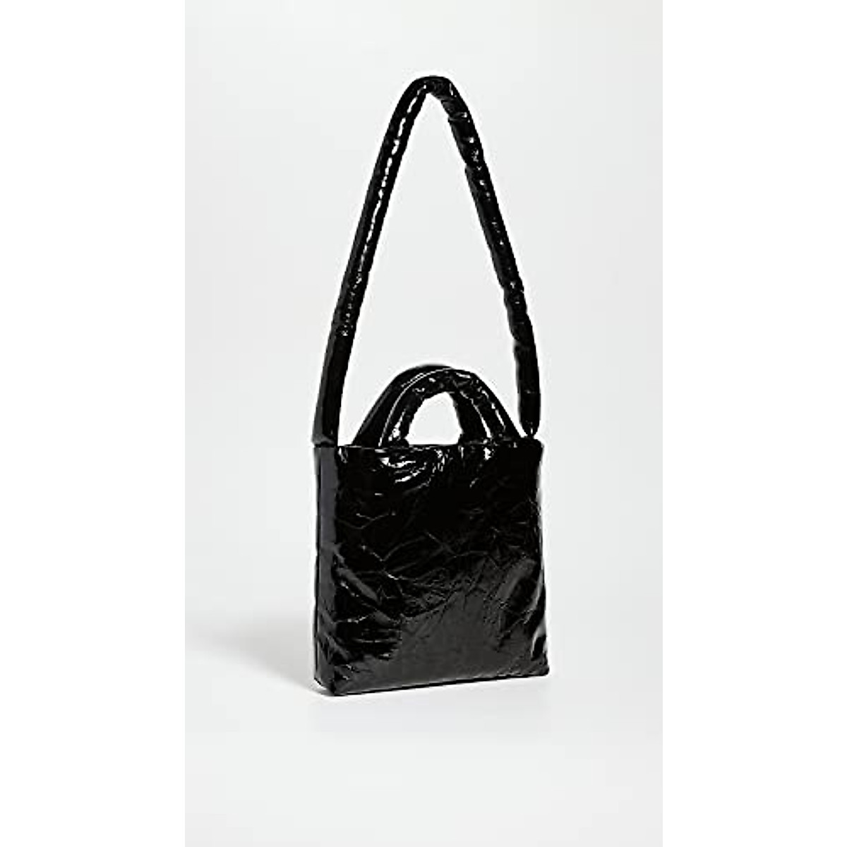 KASSL Women's Bag Pillow Small Leather Lacquer, Black, One Size