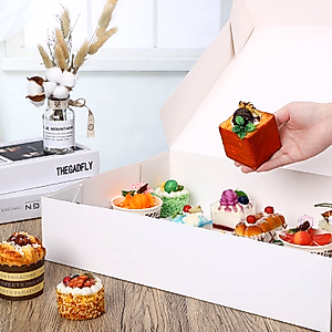 Tudomro 10 Pack 19 x 14 x 4 Inch Cake Box, Cardboard Cake Boxes, Large Rectangle Boxes, Kraft Non Window Bakery Pastry supplies(White)