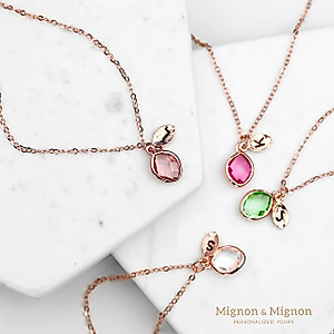 MignonandMignon Personalized Gifts for Mom Mothers Day Grandma Birthstone Initial Necklace Bridesmaid Family Jewelry - BSON-L-D