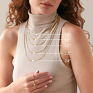 PAVOI Italian Solid 925 Sterling Silver, 22K Gold Plated Snake Chain Necklace, 3mm Italian Diamond-Cut Herringbone Necklace for Women and Men, MADE IN ITALY (16, Yellow Gold)