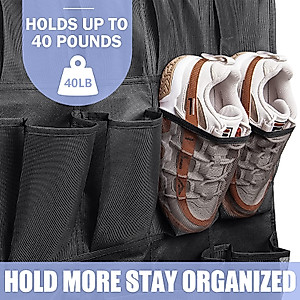 Tiblue Over The Door Shoe Organizers 35 Mesh Pockets Hanging Shoe Organizer Shoe Rack For Closet Entryway Bedroom Bathroom Pantry Shoe Holder, Men Sneakers, Women High Heeled Shoes, Flip Flops Black