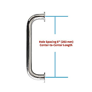 CKB 8" Back to Back Pull Shower Door Handle Compatible with 1/4" to 1/2" Thickness Glass Door for Frameless Shower Doors, Polished Steel with 304 Stainless Steel…