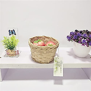 YAIKOAI 4 Pieces Small Hand-Woven Wicker Storage Baskets Desktop Bamboo Weaving Decorative Basket Wood Organizers Container for Storing Books Album Cosmetics Bouquet Keys, Small