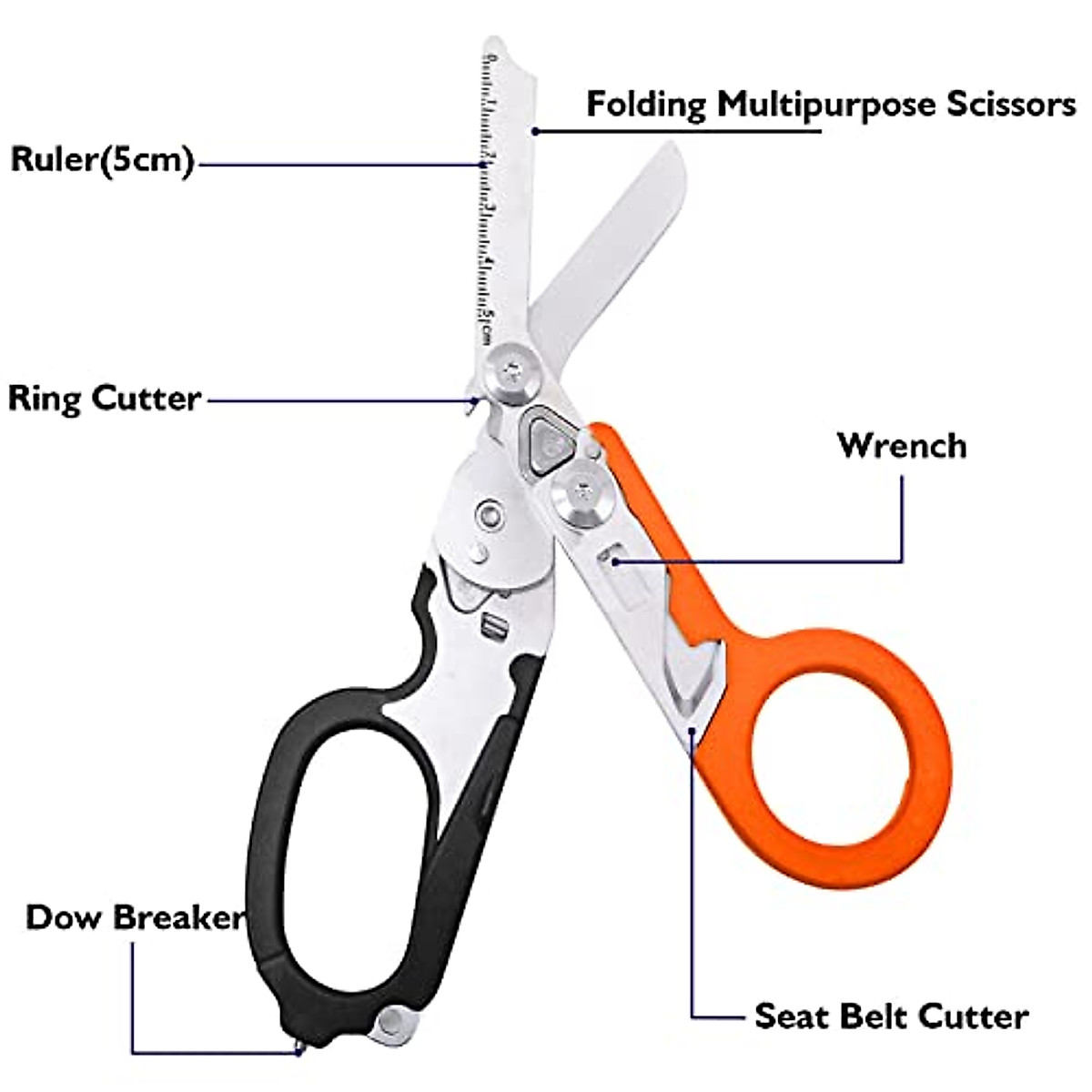 Elegital Emergency Response Shears, Stainless Steel Foldable Scissors Pliers, Outdoor Camping Rescue Scissors Tools