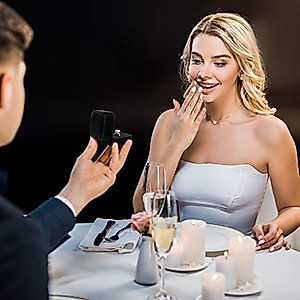 Thinkday 48 Pcs 2.13 x 2.01 x 1.54 Inch Velvet Ring Box Display Jewelry Case Storage Ring Case for Wedding Ceremony Engagement Birthday Gifts Proposal Anniversary (Black)