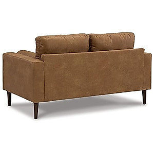 Signature Design by Ashley Telora Modern Faux Leather Loveseat with 2 Bolster Pillows, Dark Brown