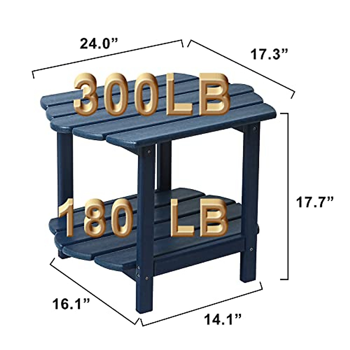 FERFALDER Adirondack Outdoor Side Table-2 Tier Irregular Patio Table Oversize Outside Table for Backyard Balcony Blue