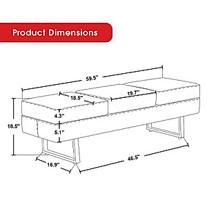 BarberPub Waiting Room Chairs, Heavy Duty Office Guest Reception Bench, Faux Leather Upholstered Lobby Chairs for Salon, Conference Room 7008 (Red)