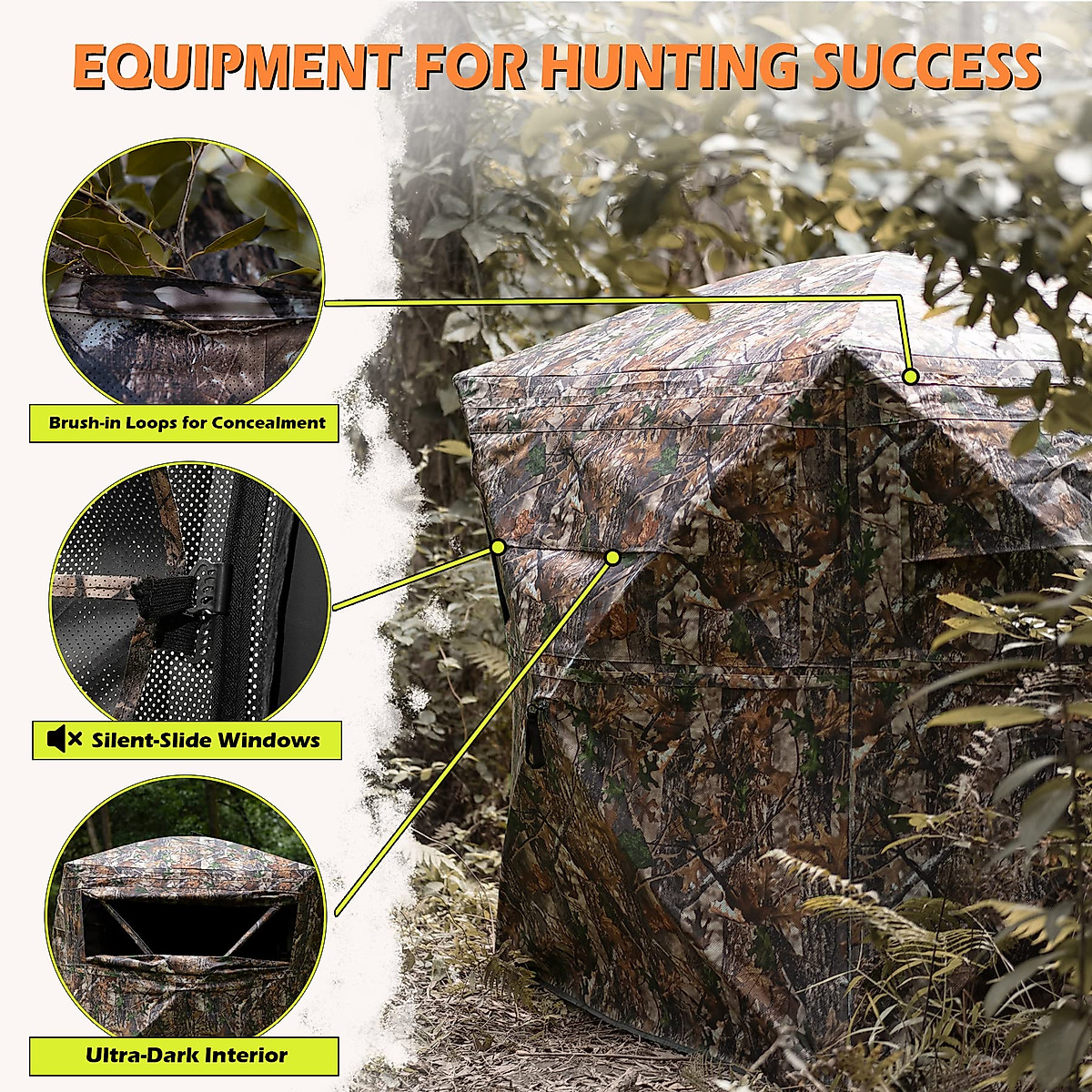 Your Choice Hunting Blind 3 Person 270 Degree See Through Ground Blinds for Deer Hunting Turkey Hunting, Deer Blind Turkey Blind Pop Up Hunting Tent, Hunting Gear Hunting Accessories, Camouflage