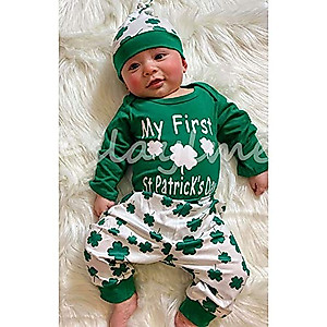 Aslaylme Baby Boy Girls St. Patrick's Day Outfit Newborn Saint Patrick's Day Clothes First St. Patrick's Day Bodysuit (Green, 3-6 Months)
