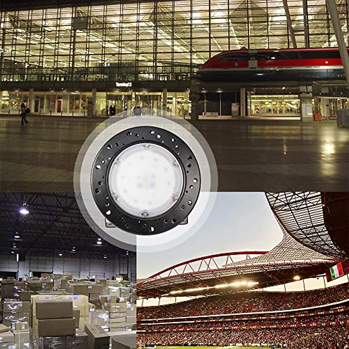 Viugreum 10 Pack 100W UFO LED High Bay Light, IP65 Waterproof 6500K Daylight White LED Warehouse Lighting, Commercial Bay Lighting for Garage Barn Workshop Wet Location