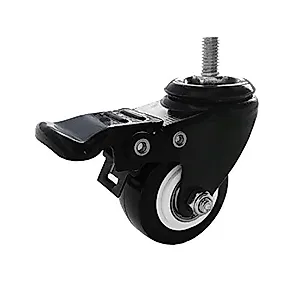 VWINDESK 2 inch M8(0.315'' Φ) 15mm Threaded Locking Caster Wheels, Set of 4, Swivel, Polyurethane PU Swivel Ball Casters with 360 Degree Top Plate 220lb Total Capacity, Brake, Used for Standing Desk