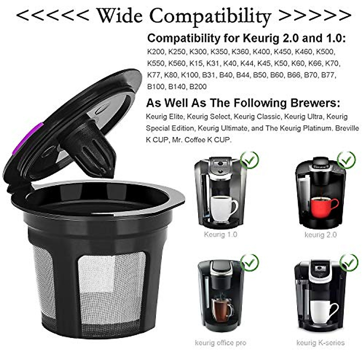 6 Pack Reusable K Cups for Keurig, LivingAid Refillable K CUPS Coffee Filters, Stainless Mesh Reusable Coffee Pods Compatible with Keurig 1.0 or 2.0 Keurig Coffee Maker, BPA Free