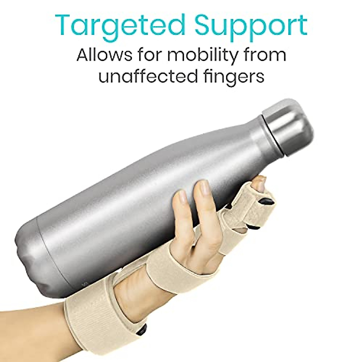 Vive Trigger Finger Splint - Full Hand and Wrist Brace Support - Adjustable Locking Straightener - Straightening Immobilizer Treatment For Sprains, Mallet Injury, Arthritis, Tendonitis (Beige)