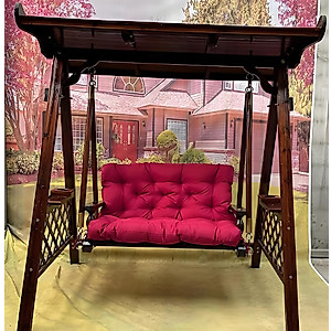 Waterproof Thicken 5"outdoor swing cushions 2-3 Seater Washable Swing Replacement Cushions High elastic PP cotton filling,for garden patio loveseat Pad,non-slip-with fixed rope,47"x40"/Lake Blue