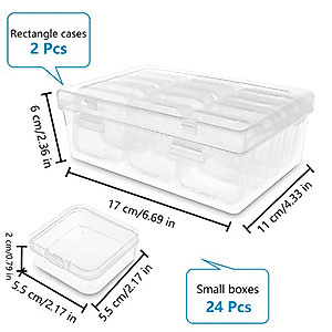 Bead Organizer, 24 Pack Mini Clear Plastic Organizer Storage Containers, Craft Storage Organizer for Diamond Painting Supplies, Jewelry Making, Parts - Clear