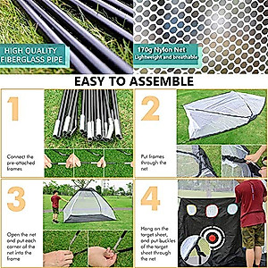 Golf Practice Net, 10x7ft Golf Hitting Training Aids Nets with Target and Carry Bag for Backyard Driving Chipping - 1 Golf Mat -5 Golf Balls - 1 Golf Tees- Men Kids Indoor Outdoor Sports Game
