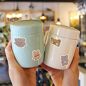 Cute Korean Bear Stickers for Hydroflasks 90pcs, Aesthetic Lovely Vinyl Decals for Water Bottles Laptop Journal Scrapbook Phone Skateboard Luggage Guitar