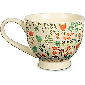 Pavilion Gift Company "A Mother's Love-Dog Mom" Floral Soup Bowl Mug, Teal, 17 oz