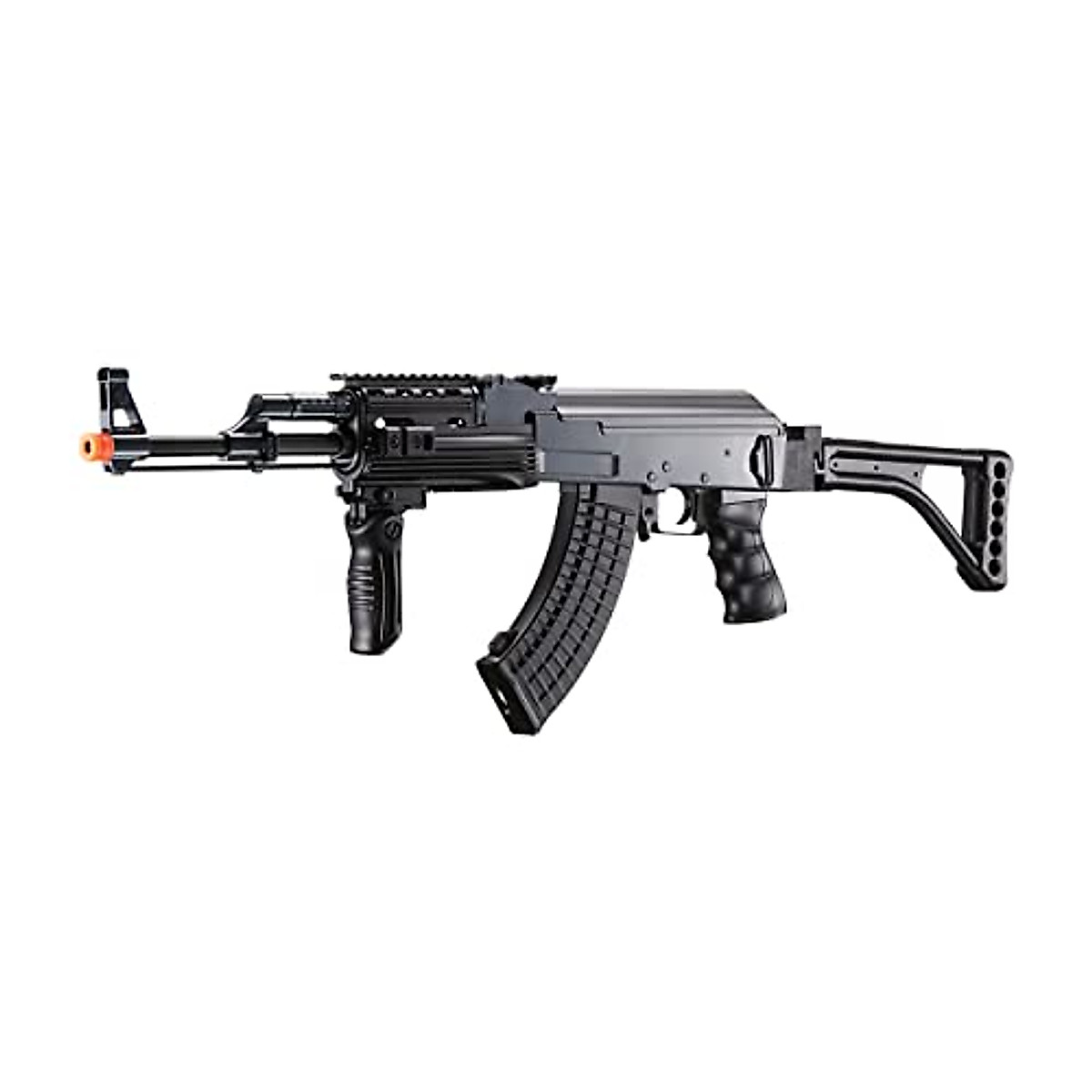 Realstic DE Airsoft AK-47 AEG Rifle Side Folding Stock with Battery & Charger, Black