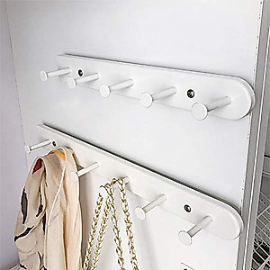 Kelendle Extendable Sliding Wardrobe Hook Rail with Hardware Pull Out Closet Rod Clothing Hanging Hooks Organizer for Home, Office, Hotel (5 Hooks)
