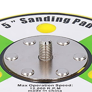 Eujgoov 5in Sanding Pad, 12000RPM 5/16”Arbor with 24 Thread Mounts Hook and Loop PU Backing Plate for Drill Polishing Pad