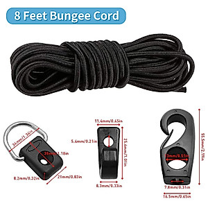 Kayak Deck Rigging Kit 8 Feet Bungee Cord with Bungee Cord Ends Hooks and Fishing D-Ring with 304 M6 Screw and 6 J-Hooks for Kayak Boat Canoe Outfitting Fishing Camping Kit