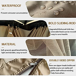 Gazebo Universal Replacement Mosquito Netting - Gafrem Outdoor 10'x12' Gazebo 4-Panel Screen Walls with Zipper (Khaki)