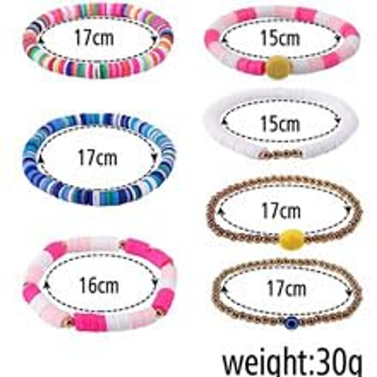 GIGB PBDK Preppy Heishi Bracelets Set Colorful Stretch Clay Pearl Stackable Beaded Bracelets Boho Y2K Beach Layering Bracelets Jewelry for Women
