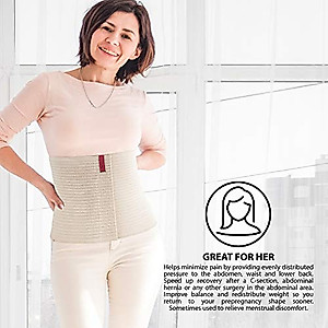 ORTONYX 10.25" Abdominal Binder for Men and Women/Postpartum Post-operative Post-surgery Wrap/Abdomen Navel Umbilical Hernia Support Belt / 524010 Beige S/M