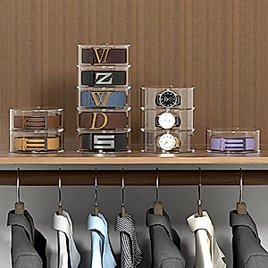 Carmanon 5 Layers Belt Organizer for Closet, Acrylic Belt Storage Organizer Clear Belt Holder, Men Belt Case and Display for Belt Watch Jewelry Bracelets Ring Cosmetic