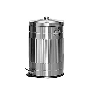 AWENN - Kitchen Garbage Trash Can with Lid and Pedal - Touchless Round Shape Waste Bin - Galvanized Iron Dustbin for Kitchen, Bathroom, Office and Outdoors (3.2 Gallon – 12 Liters)