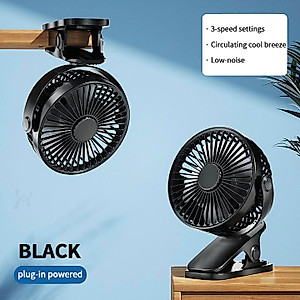 ANYPOWK Mini Clip on Fan, 4 Inches - 2500mAh Rechargeable Battery Operated Stroller Fan, Personal Fan for Bed, Baby Stroller, Outdoors, Car Seat, Gym - Black